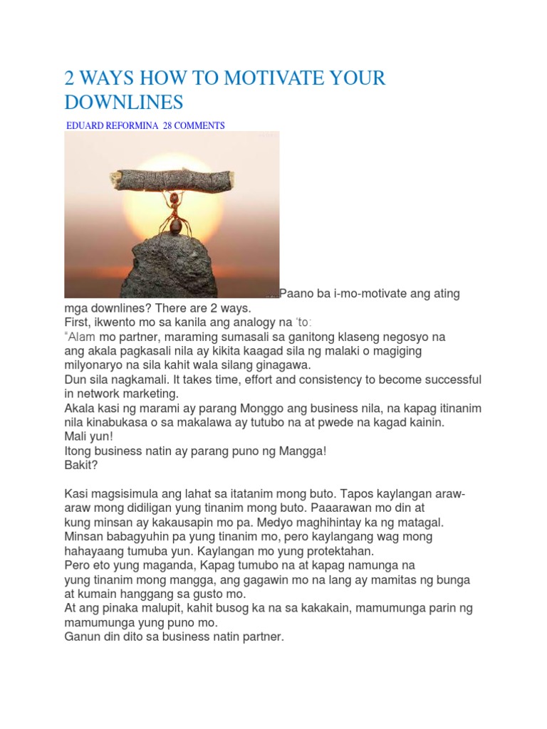 2 Ways How To Motivate Your Downlines | PDF