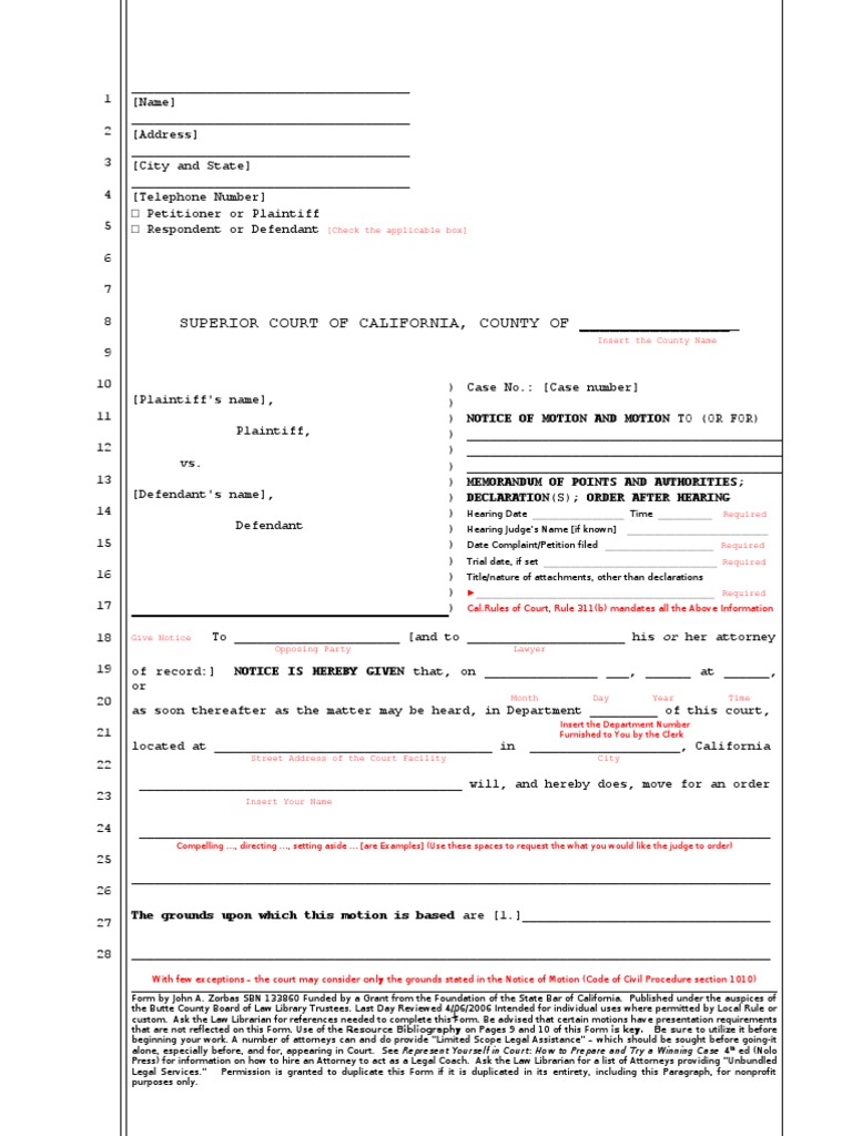 Generic Motion | Supreme Court Of California | Lawyer