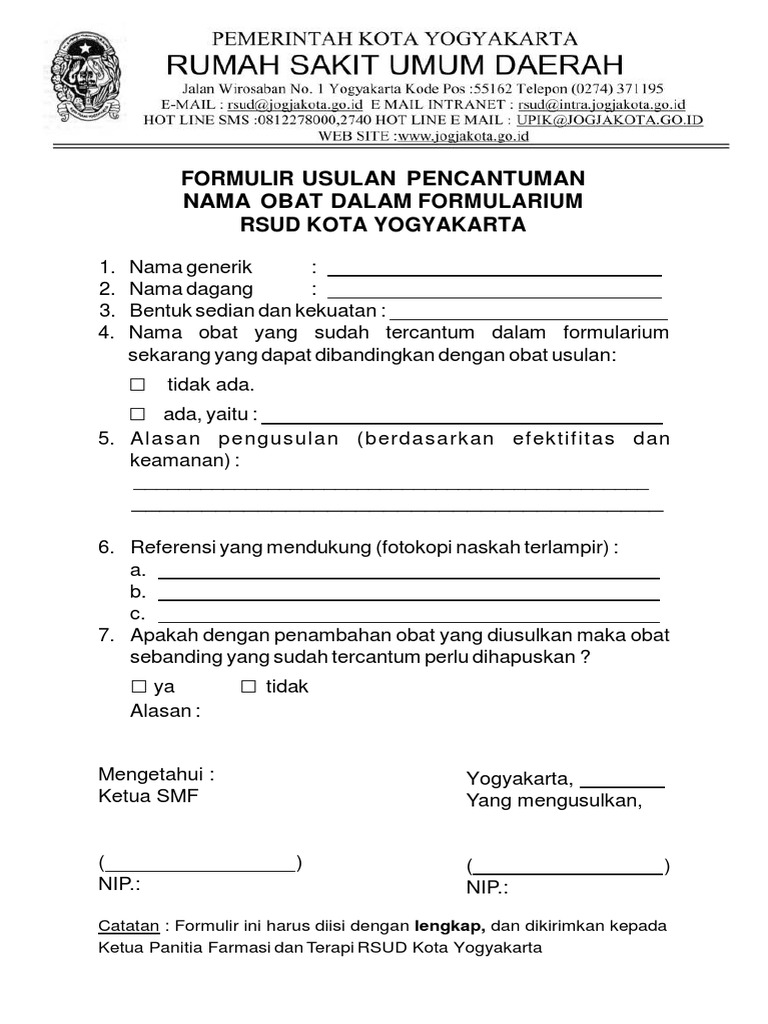 Form Usulan Obat Baru Untuk Formularium Selanjutnya-1 | PDF