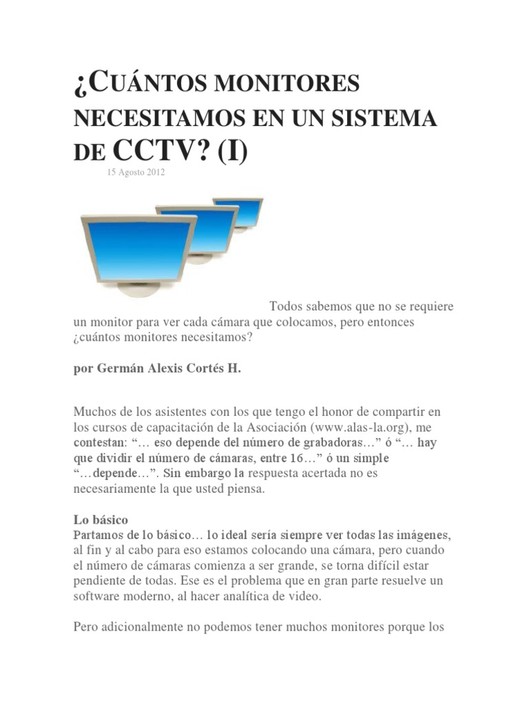 Monitores Necesarios en Sistemas CCTV | PDF | Circuito cerrado de ...