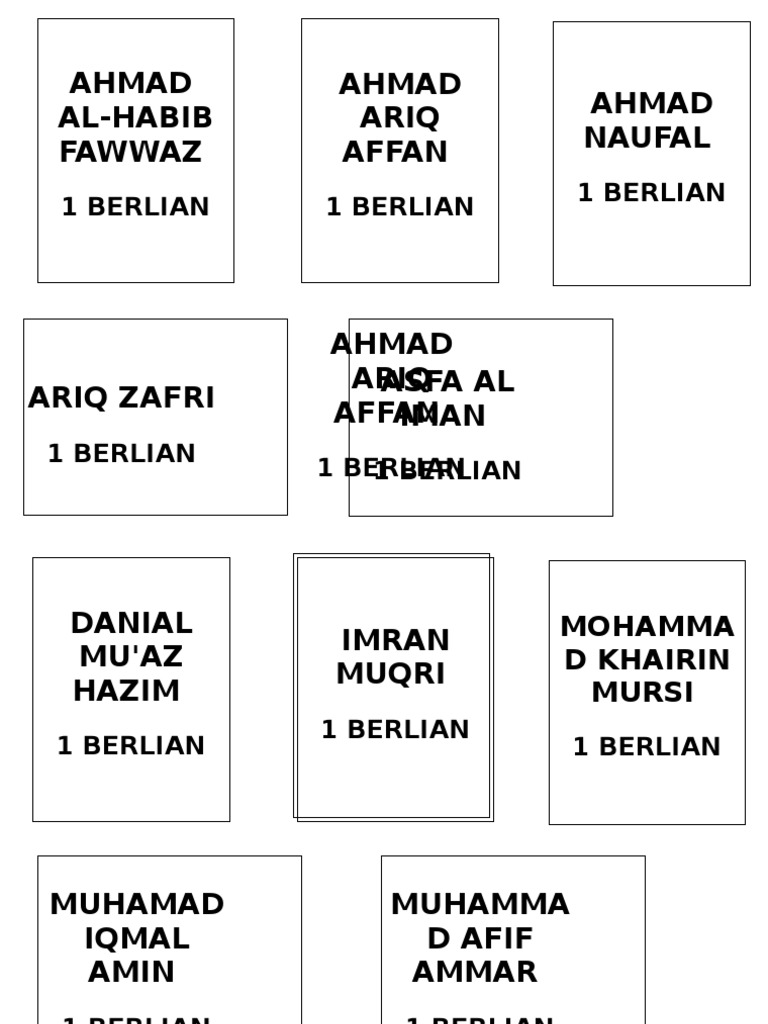 Tag Nama Murid Tahun 1 | PDF