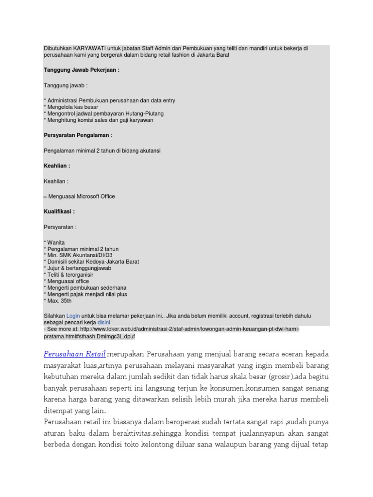 Contoh Administrasi Retail Produk | PDF