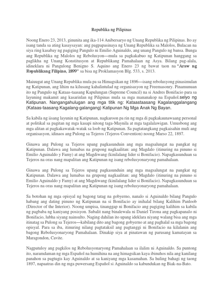 Pilipinas Bilang Republika | PDF