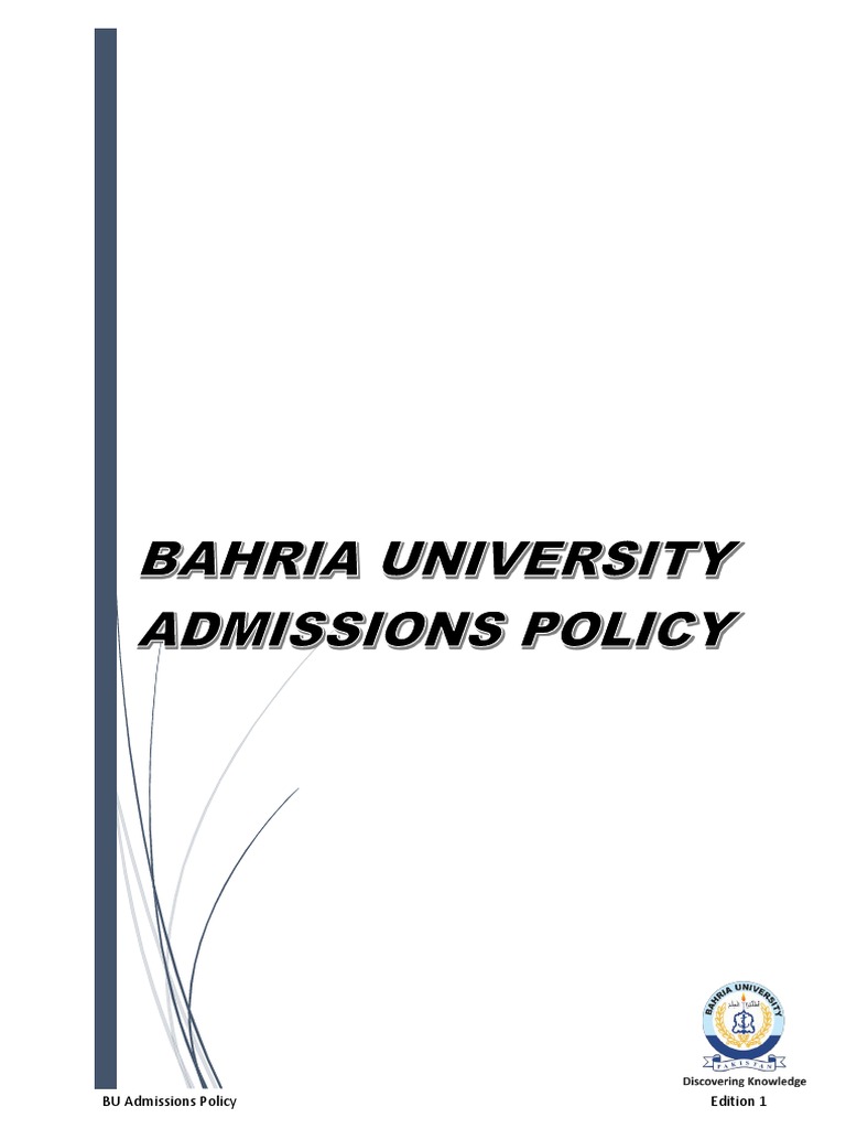 Bahria University Admissions Policy Guide | PDF | University And ...