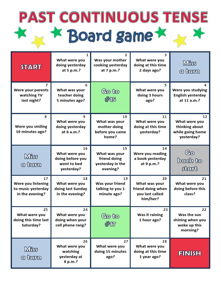 Past Continuous Board Game | PDF