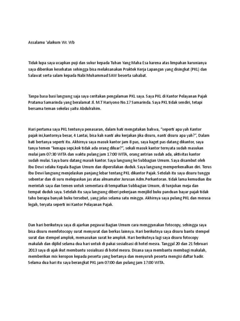Contoh Pengalaman PKL | PDF