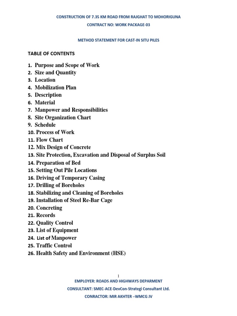 Method Statement In-Situ Piling Final Sub | PDF | Deep Foundation | Road