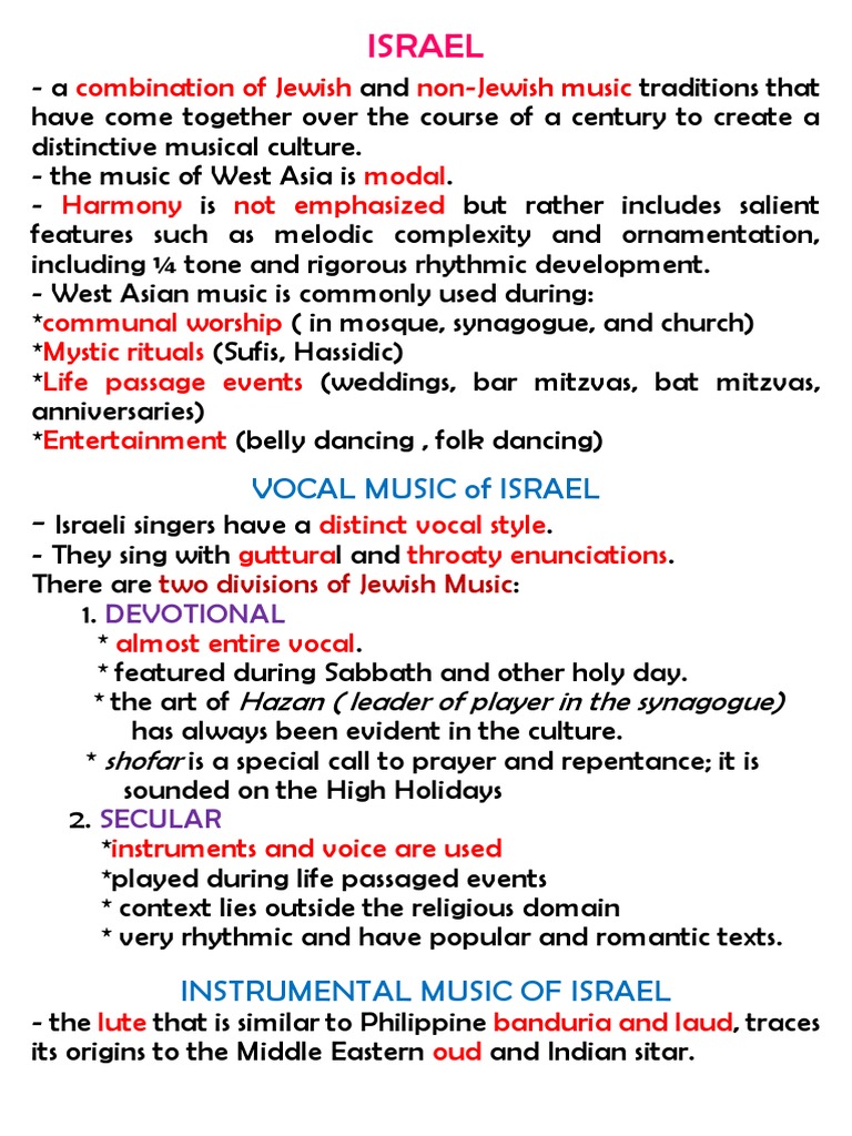 Israel Vocal Music and Instruments | PDF | Musical Instruments | String ...