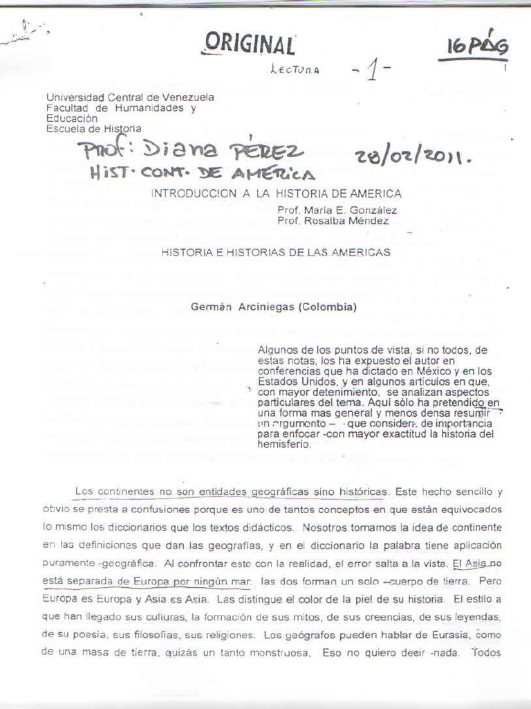 Germán Arciniegas. Historia e Historia de Las Américas | PDF