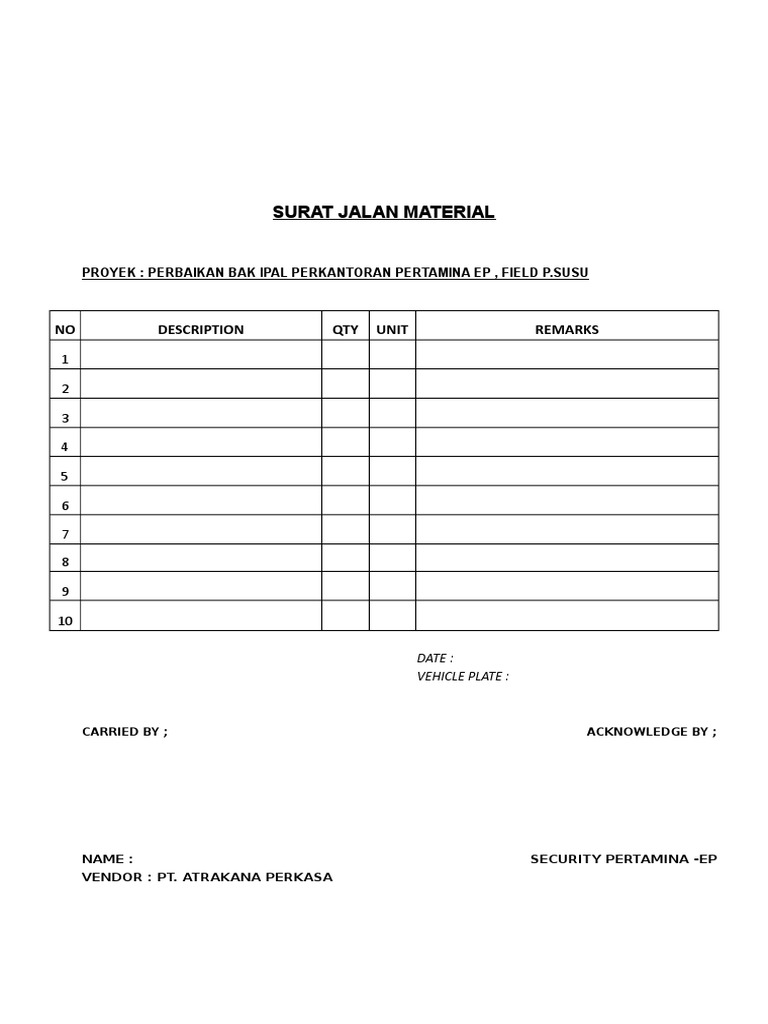 Surat Jalan Material | PDF