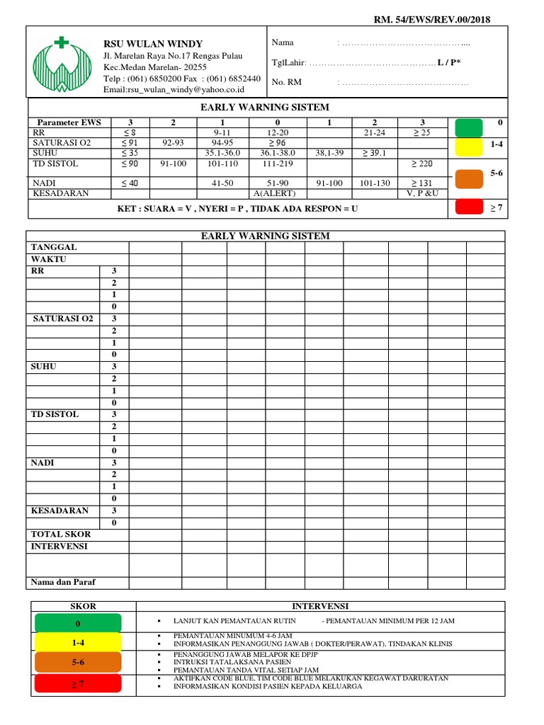 RM.54 Formulir EWS | PDF
