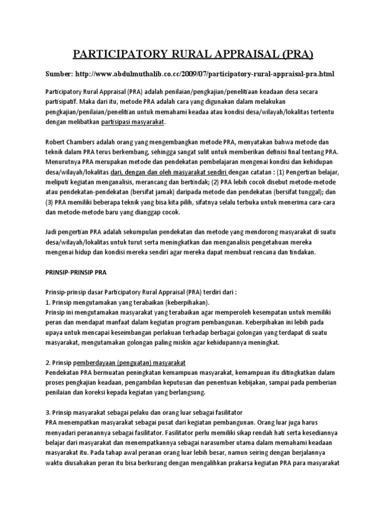 Participatory Rural Appraisal | PDF
