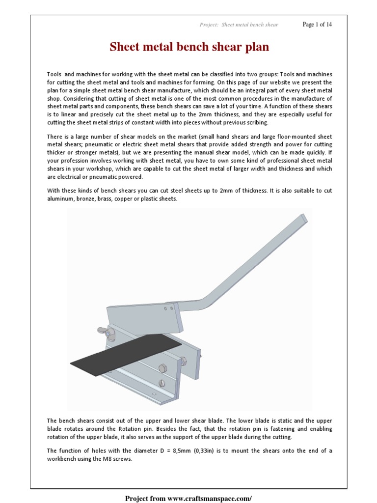Sheet Metal Bench Shear PDF | Download Free PDF | Sheet Metal | Metals