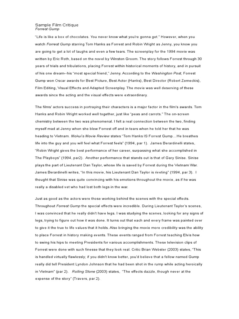 Sample Film Critique Pdf