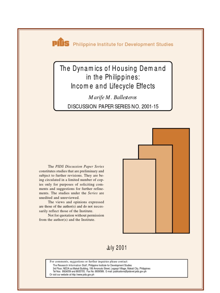 The Dynamics of Housing Demand in The Philippines: Income and Lifecycle ...