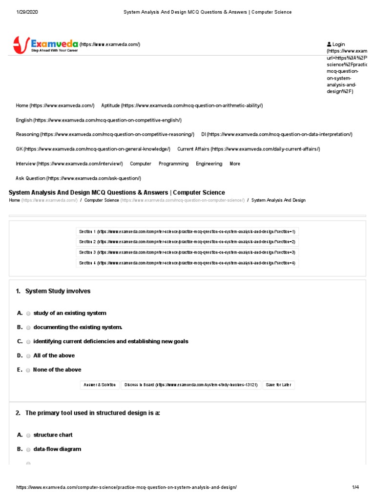 System Analysis and Design MCQ Questions & Answers - Computer Science ... System Analysis and Design MCQ Questions & Answers - Computer Science ...