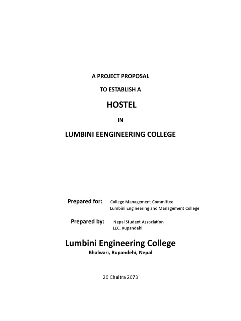 A Project Proposal To Establish A Hostel in Lec | PDF | Hostel | Room