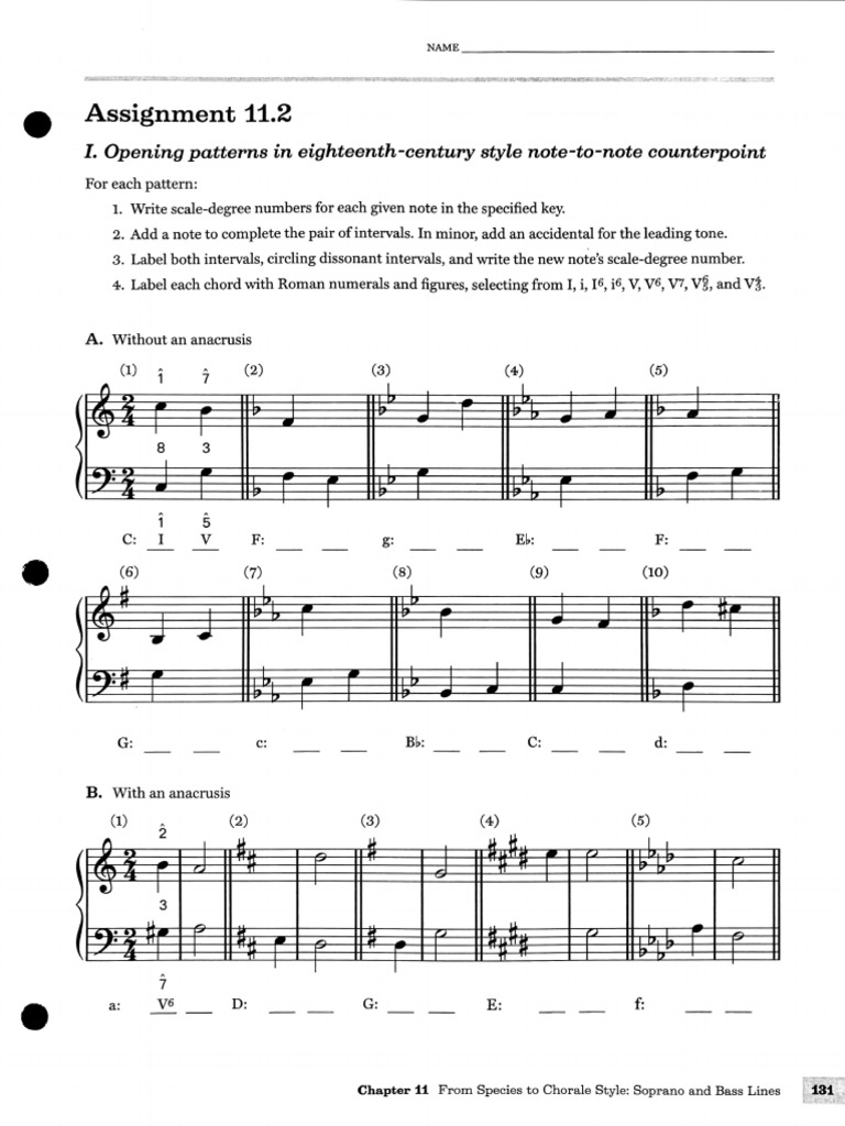 Musicians Guide to Theory and Analysis 3rd Edition: Assignment 11.2 - Blank