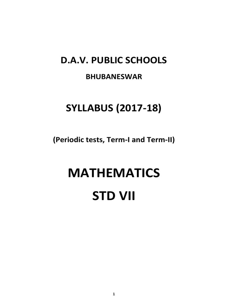 Std. 7 Maths Syllabus 2017-18 | PDF | Test (Assessment) | Exponentiation