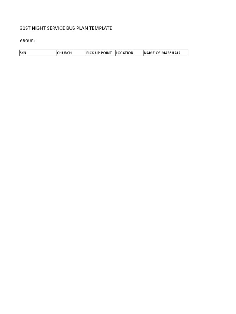 31ST Night Service Bus Plan Template | PDF