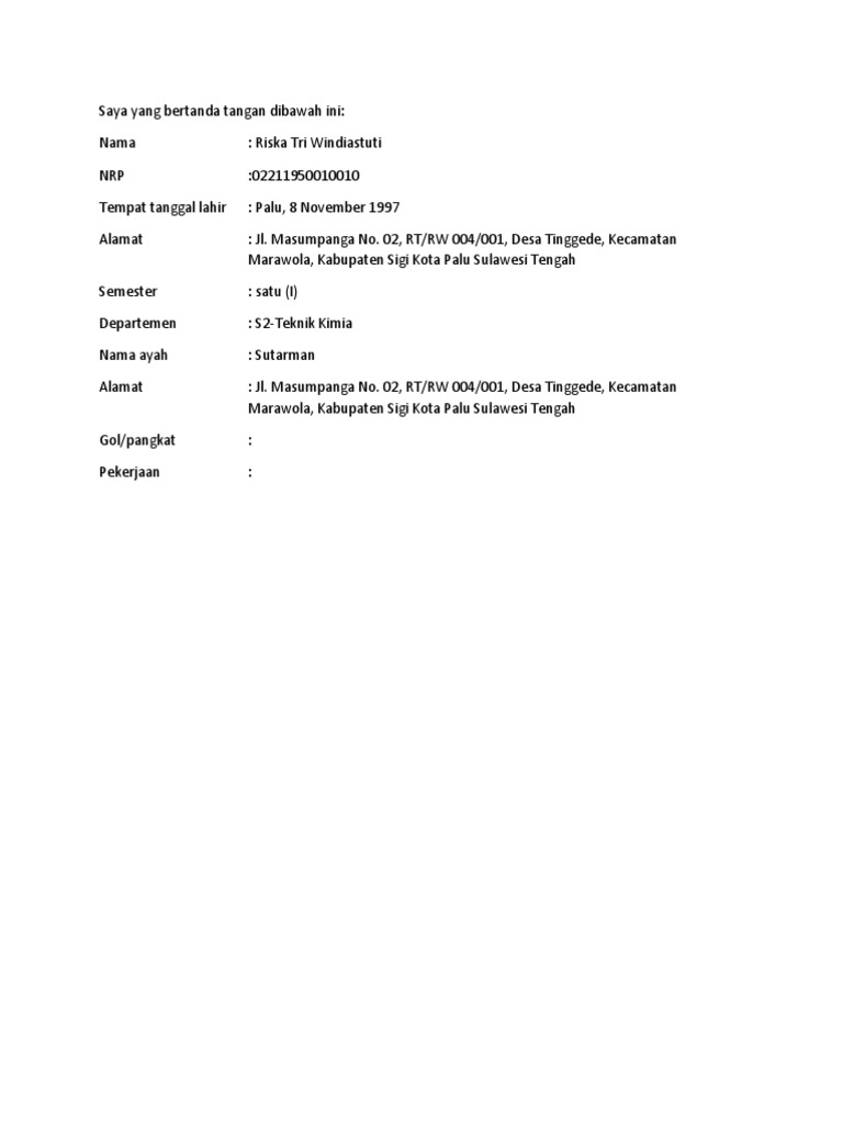 Saya Yang Bertanda Tangan Dibawah Ini | PDF