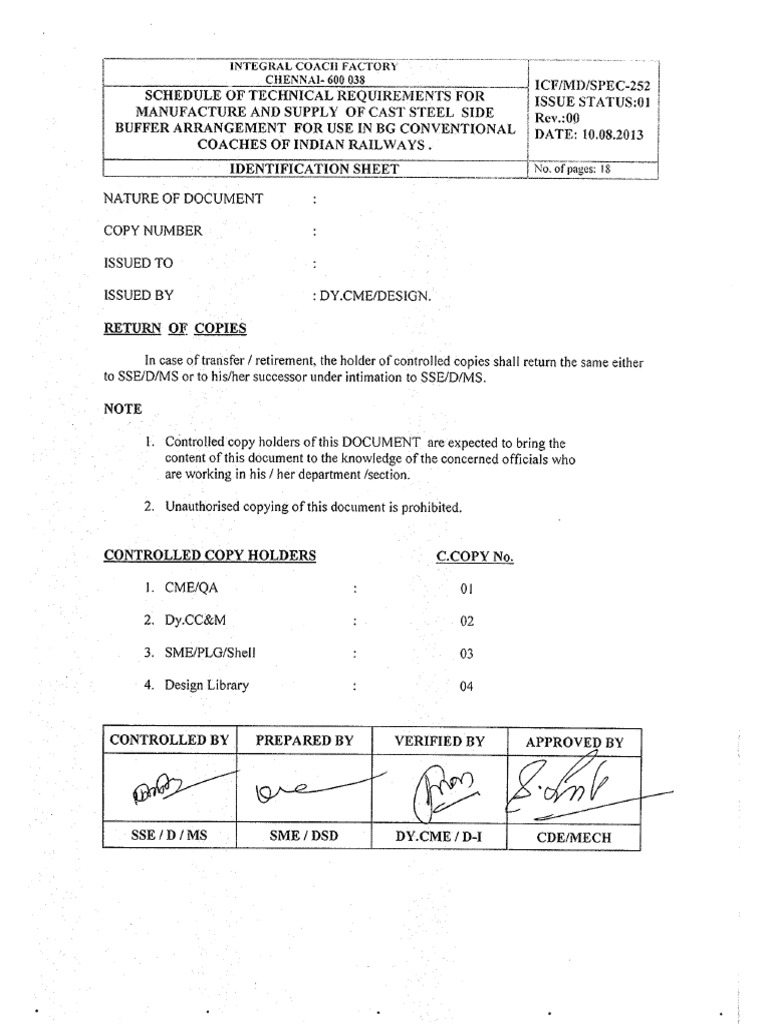 Buffer Icf MD Spec 252 PDF | PDF