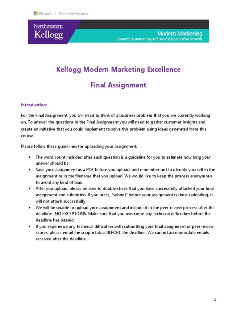 Kellogg - Modern Marketing - Final Assignment | PDF | Office 365 ...