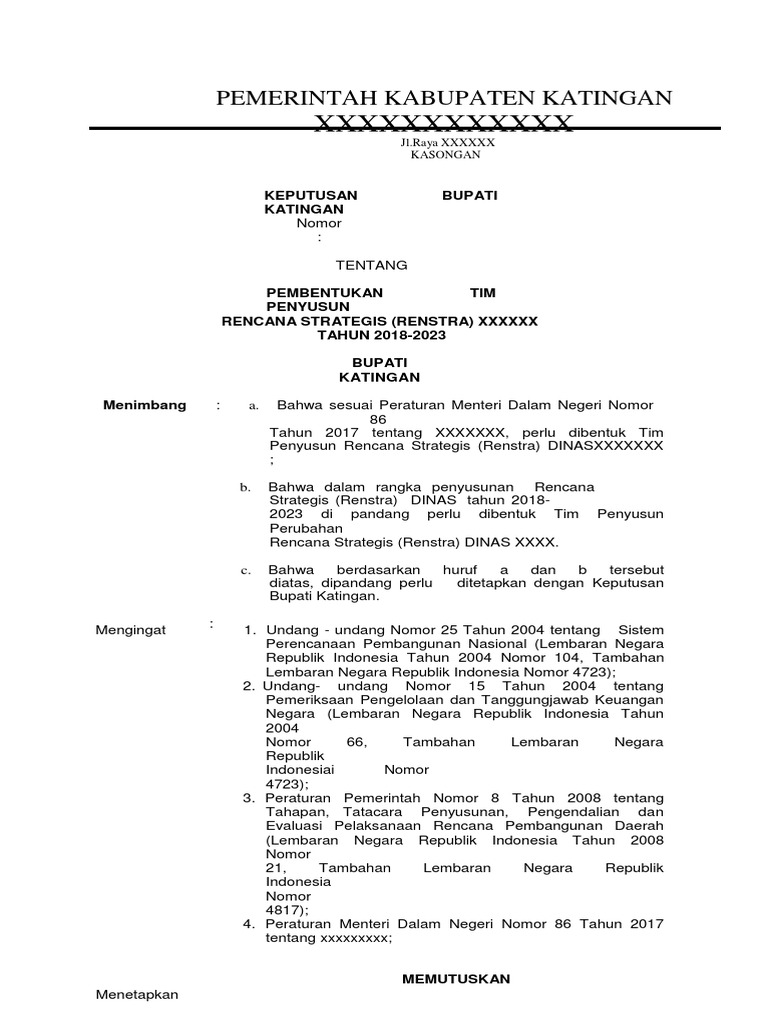 Contoh SK Renstra | PDF