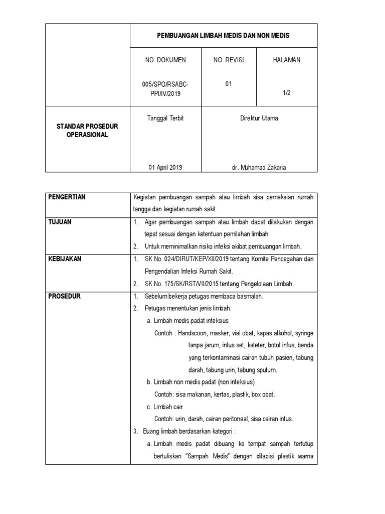 Ppi-Spo Pembuangan Limbah Medis Dan Non Medis | PDF