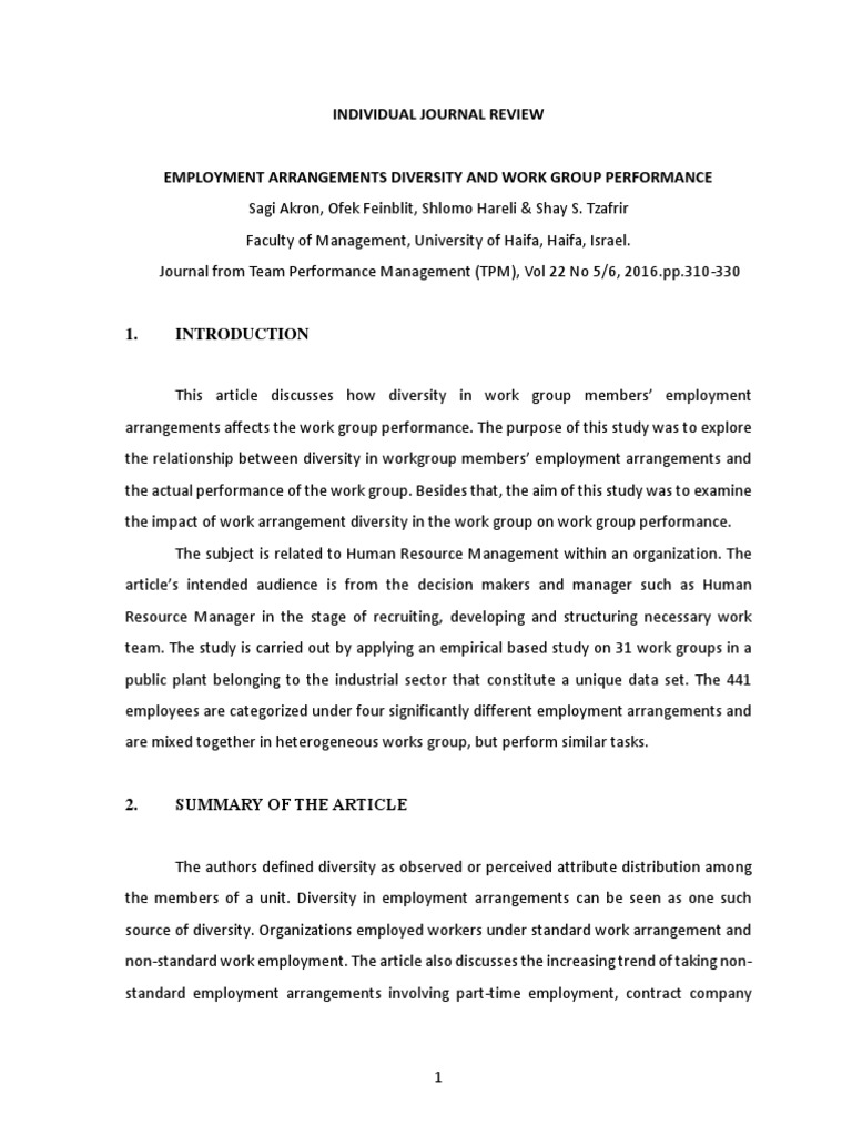 HRM JOURNAL REVIEW Writeup | PDF | Employment | Diversity (Business)