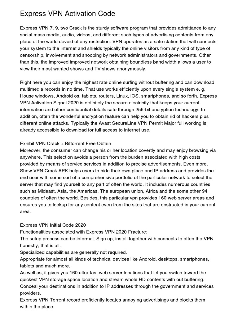 Express VPN Activation Code | PDF | Virtual Private Network | Ios