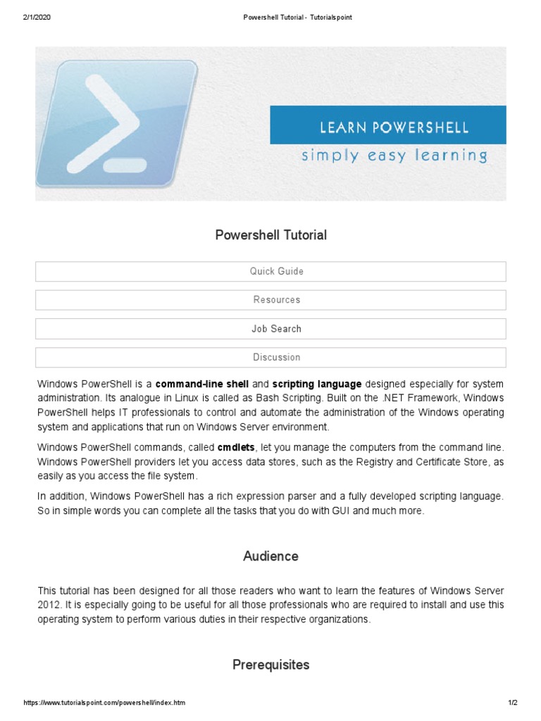 Powershell Tutorial - Tutorialspoint | PDF