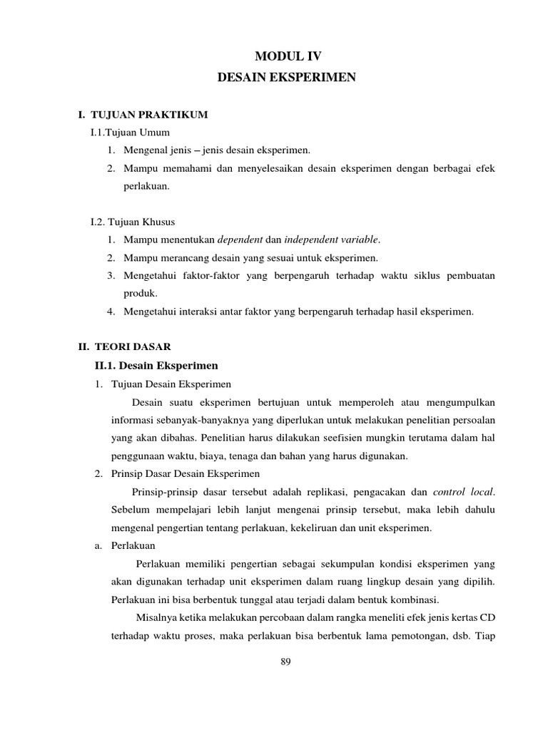 Modul 4. Desain Eksperimen | PDF