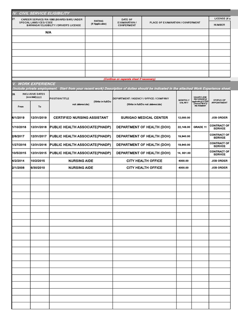 Nursing Personal Data Sheet Sample | PDF | Passport | Nursing
