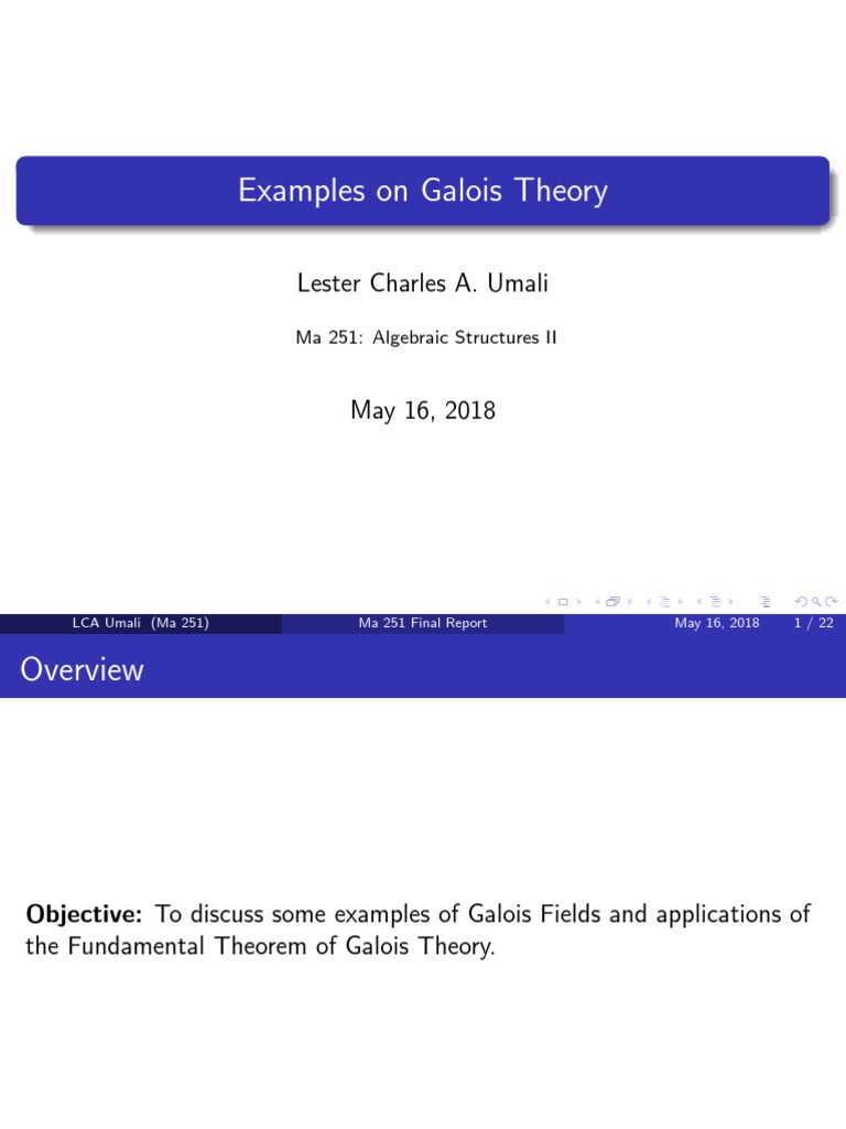 Galois Theory: Key Examples and Groups | PDF | Field (Mathematics ...