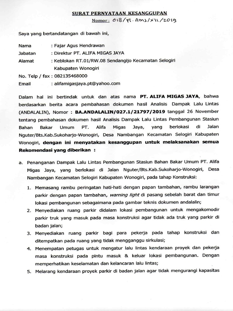 Pernyataan Andalalin | PDF