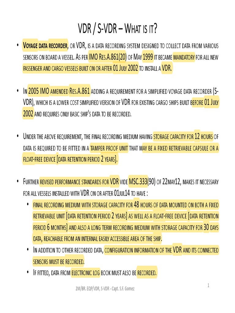 VDR and S-VDR | PDF | Equipment | Systems Engineering