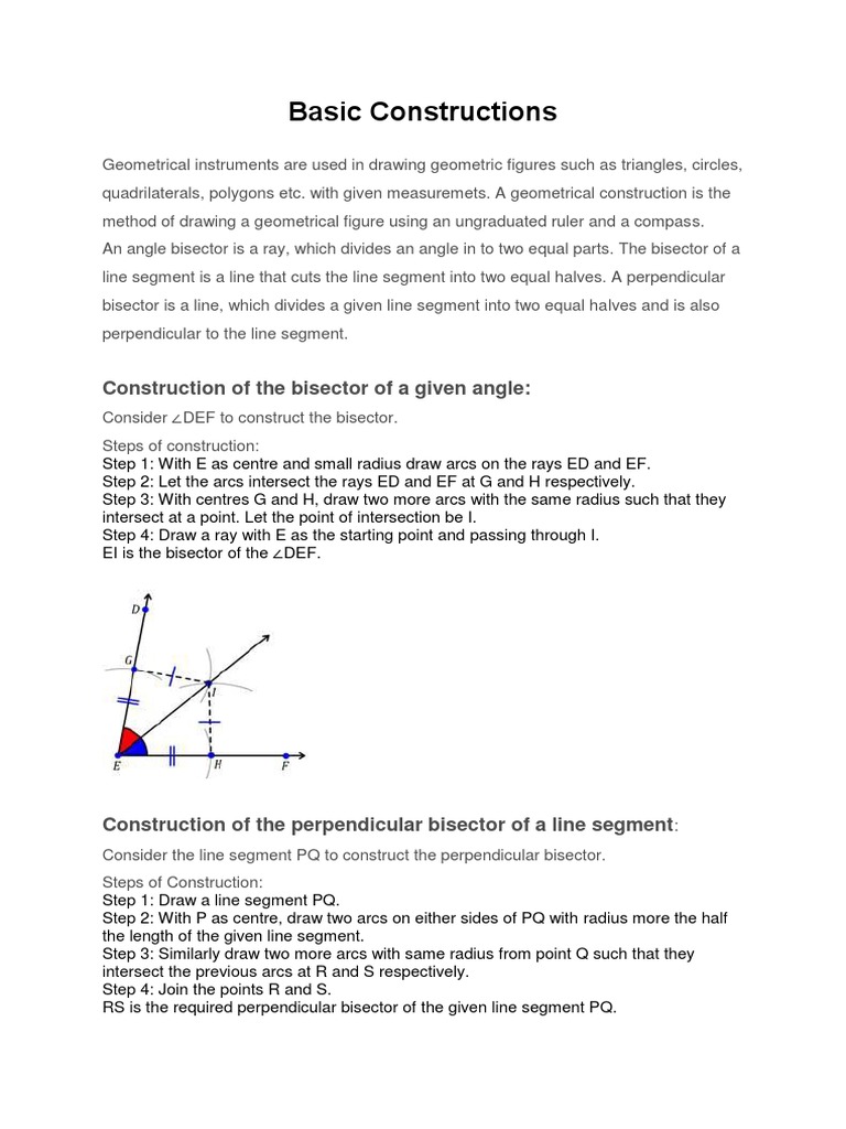 Basic Constructions PDF | PDF | Perpendicular | Triangle