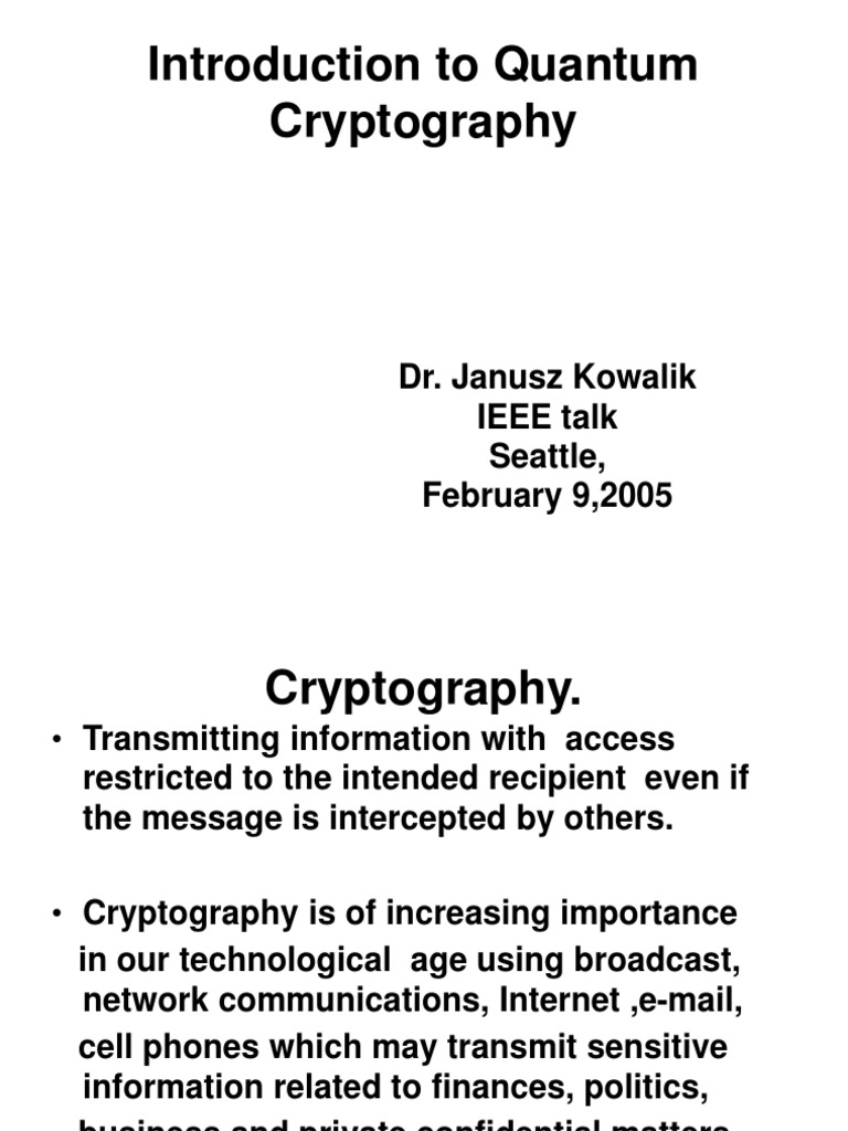 Introduction To Quantum Cryptography | PDF | Business