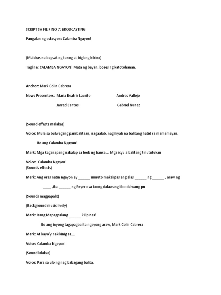 Filipino Radio Broadcasting Script | PDF