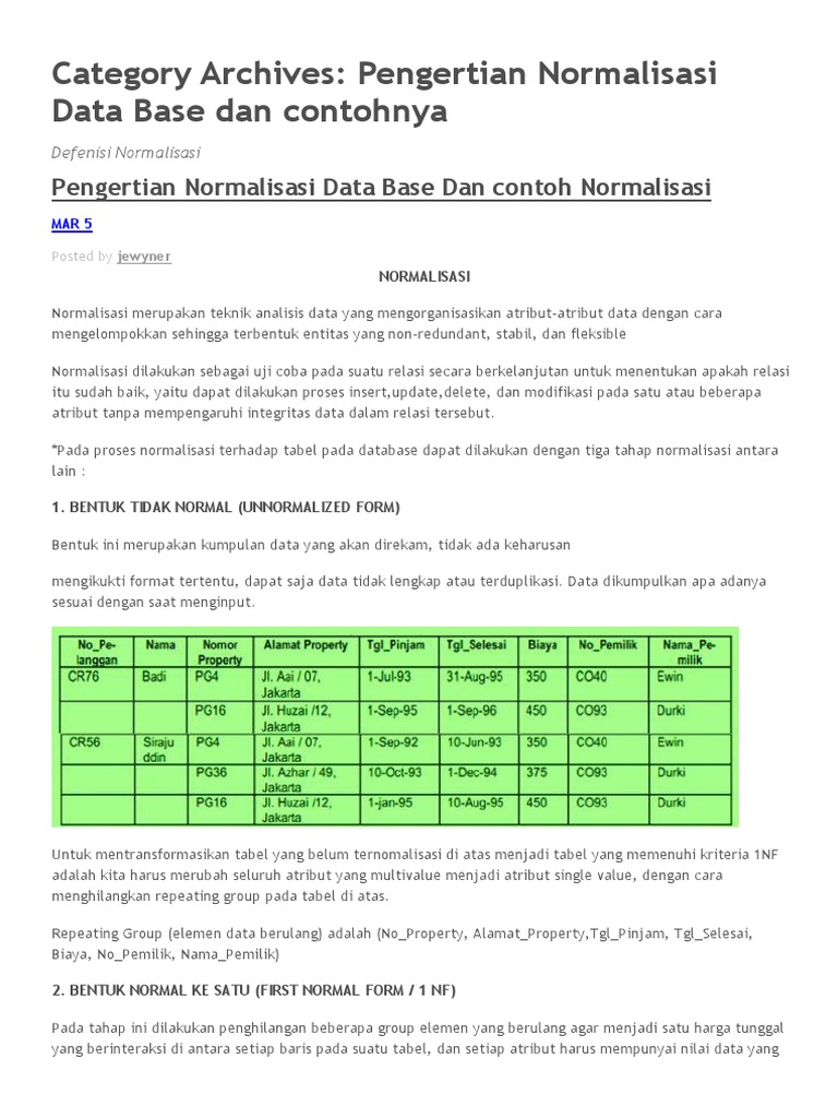Panduan Normalisasi Database | PDF | Komputer