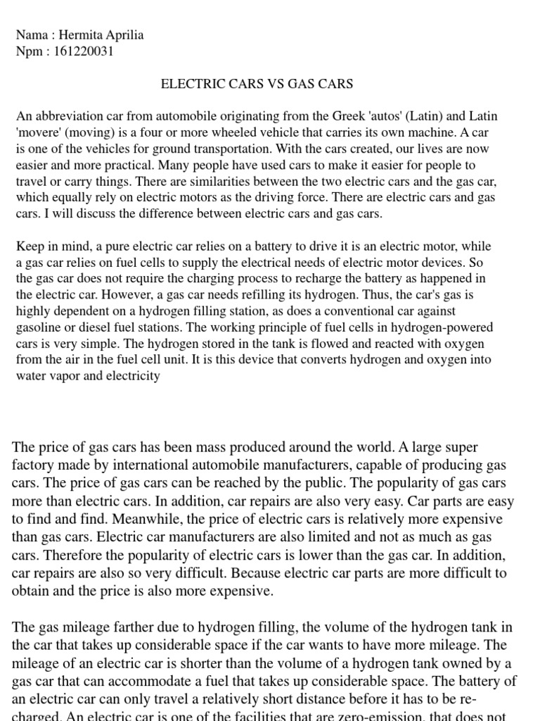 Electric VS Gas Cars | PDF | Electric Car | Car