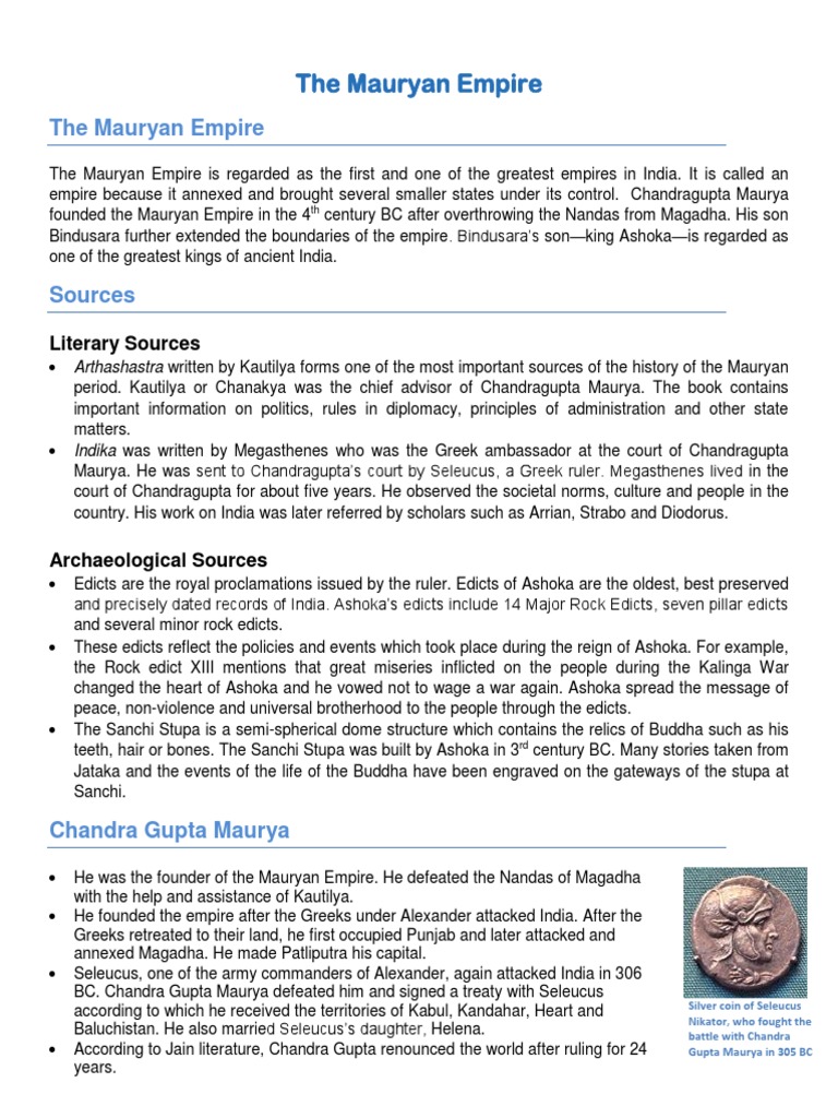 The Mauryan Empire | PDF | Ashoka | Religion And Belief