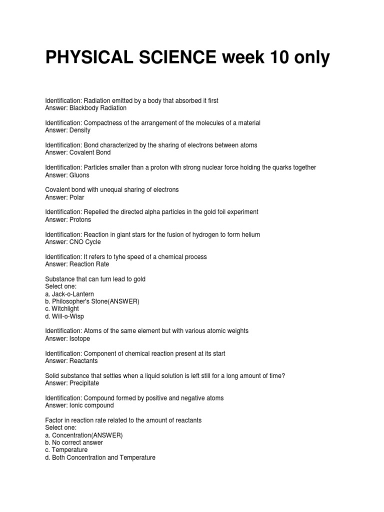 PHYSICAL SCIENCE Week 1 10 | PDF | Chemical Polarity | Chemical Compounds