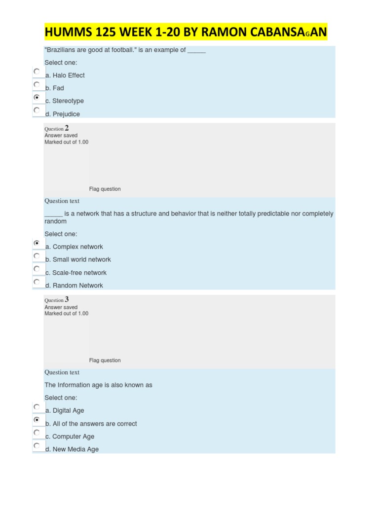 Humss 125 Week 1 20 by Ramon 2 | PDF | Dendrite | Neuron
