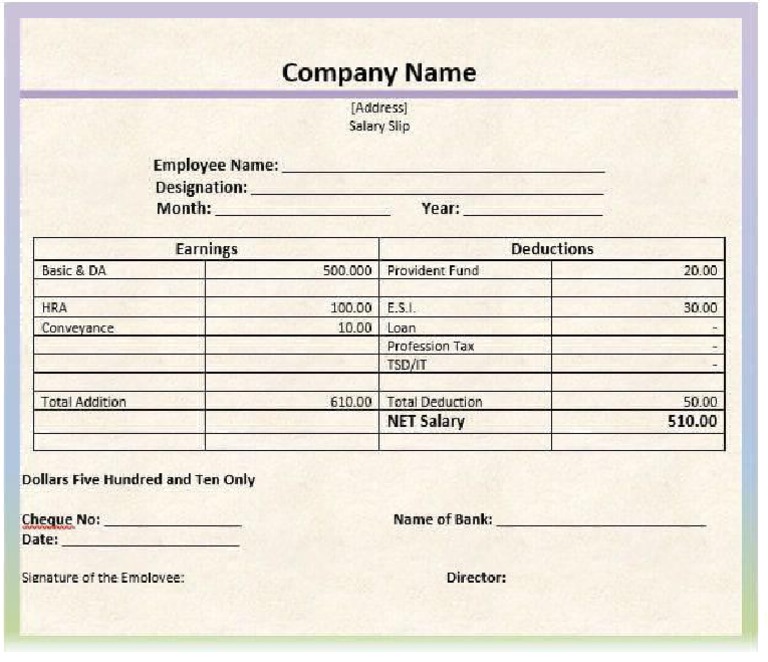 Basic Salary Slip Example