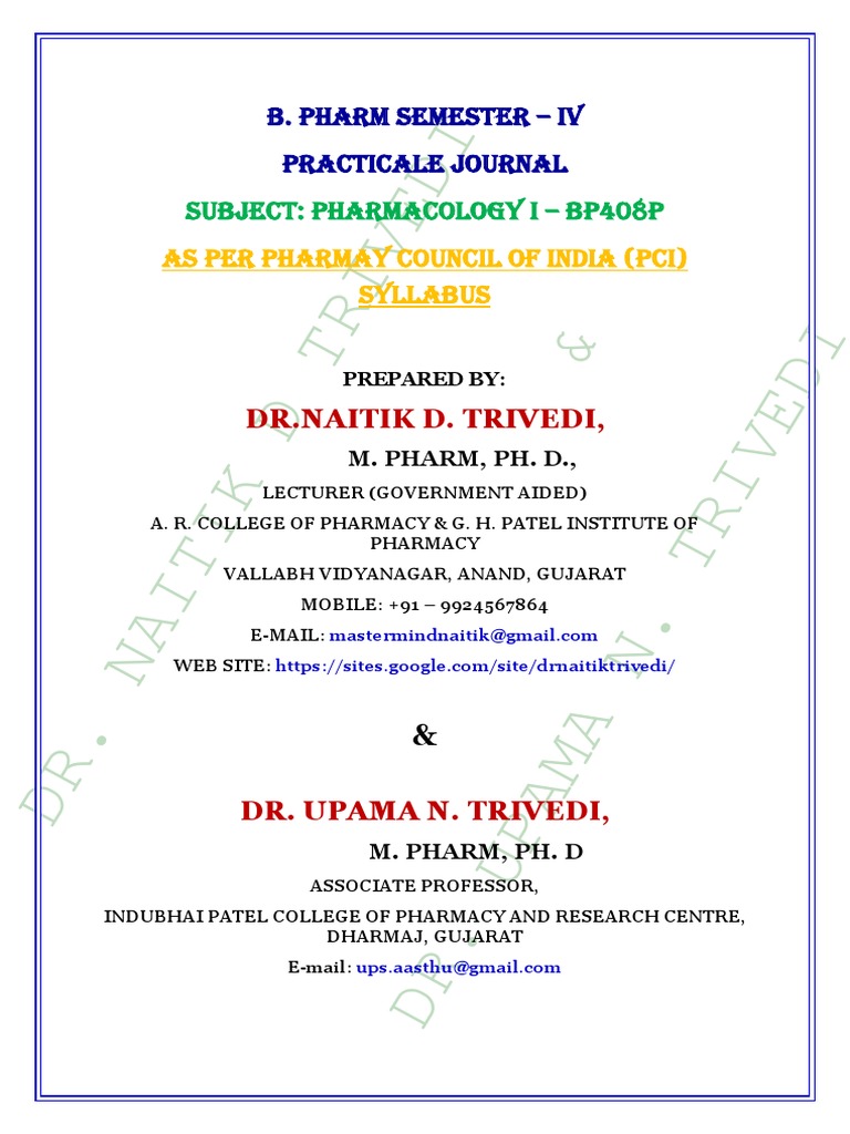 Pharmacology I - Practical Journal - B. Pharm Sem Iv PDF | PDF | Phases Of Clinical Research ...