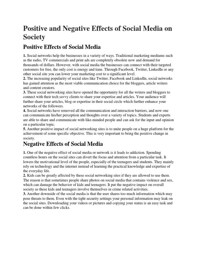 Social Media's Dual Impact on Society | PDF | Social Media | Popular ...