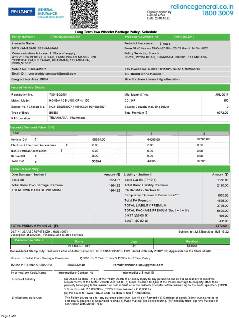 Bike Insurance | PDF | Insurance Policy | Insurance