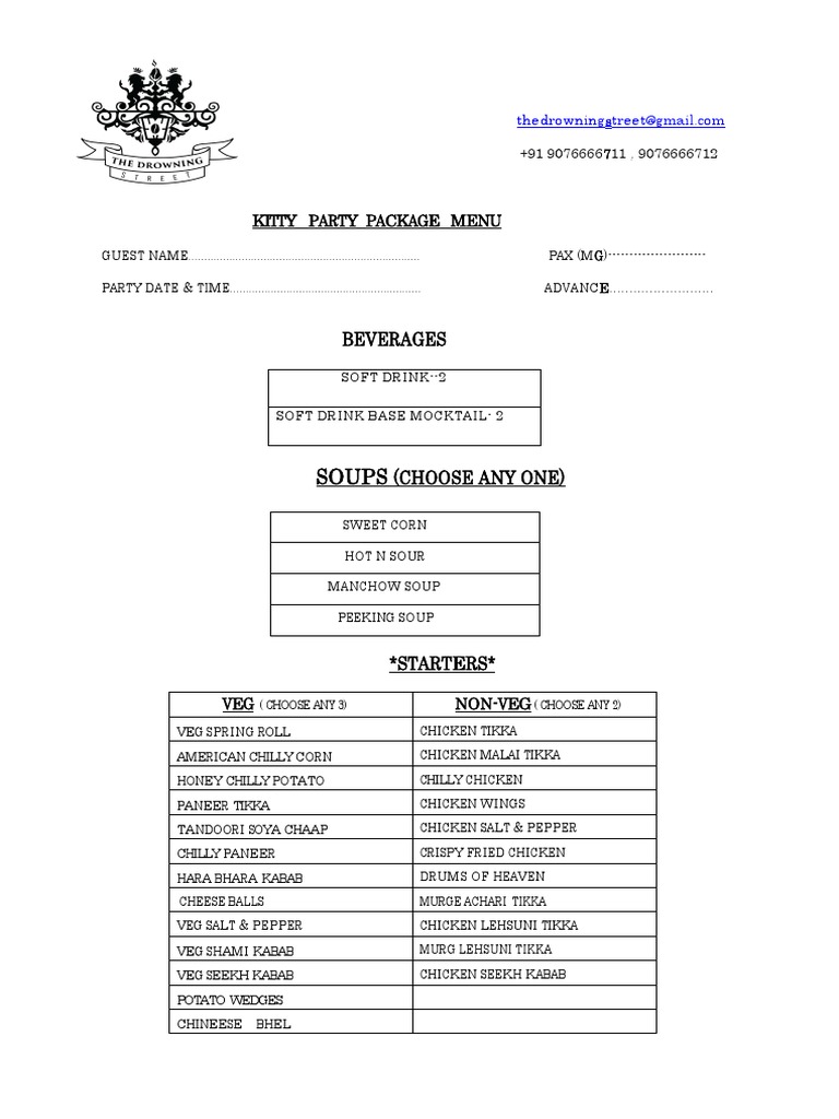 Ladies Kitty Menu | PDF | Soup | Food And Drink